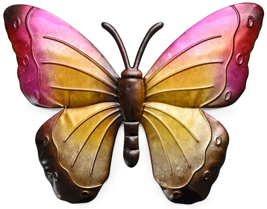 Nástěnná kovová dekorace motýl BUTTERFLY 40 cm - více barev Barva: Fialová