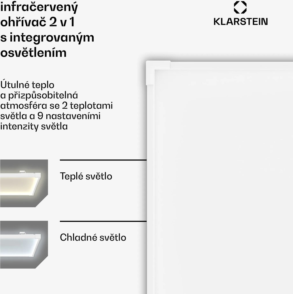 Klarstein Wondersky infračervené panelové topení | 360 W | 4 - 8 m² | Minimalistický design | 60 x 60 cm