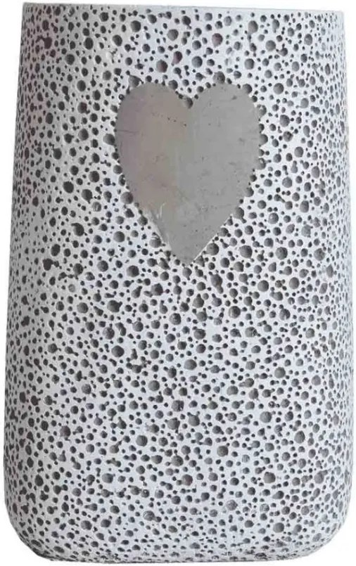 Váza Stardeco cementová se srdcem 20x13cm