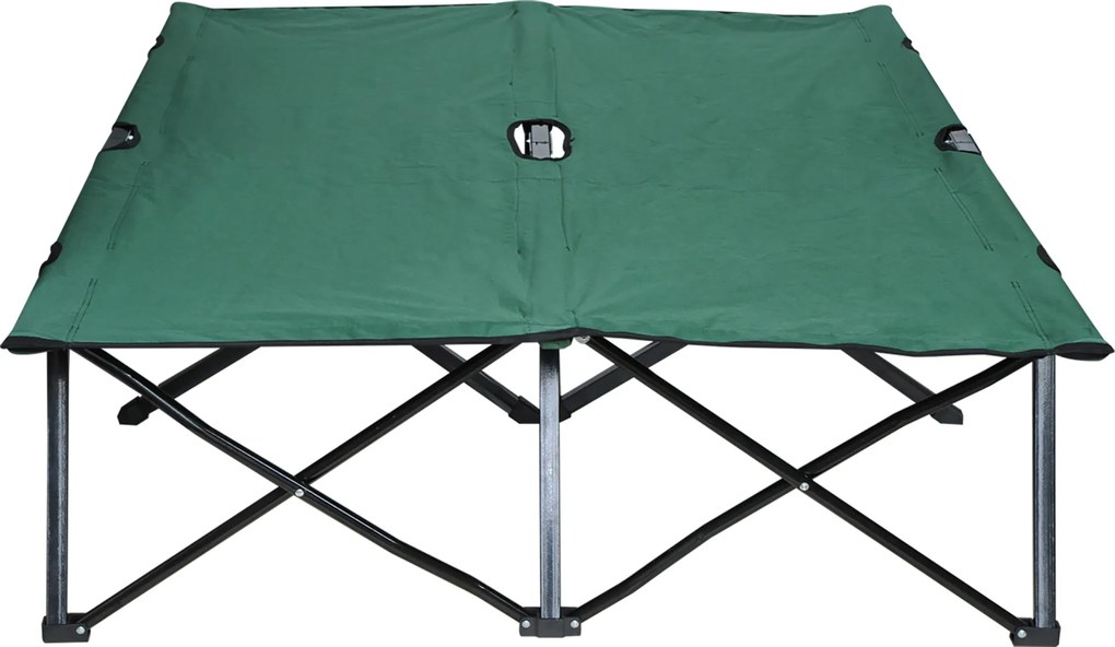 Kempinkové lůžko Outsunny pro 2 osoby s nosností až 136 kg Skládací lůžko s přenosnou taškou Oxford Green Black 193 x 125 x 40 cm pro outdoorová dobr…