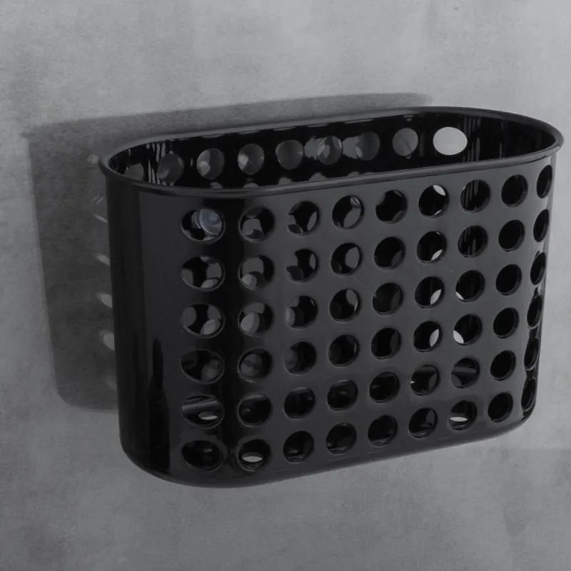 Erga Erga, koupelnový koš na kosmetiku 19x8x12 cm na přísavky, černá lesklá, ERG-YKA-RY.KPBLACK0200