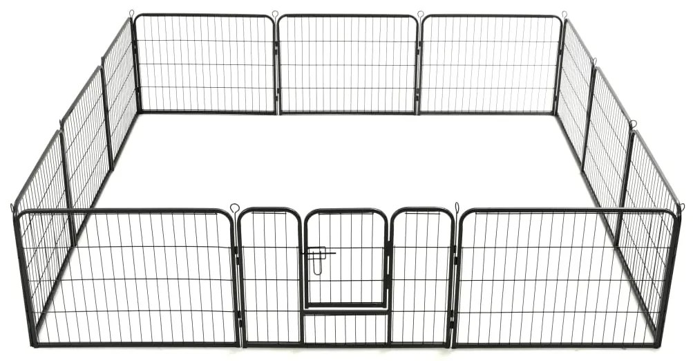 Ohrádka pro psy 12 panelů ocelová 80 x 60 cm černá
