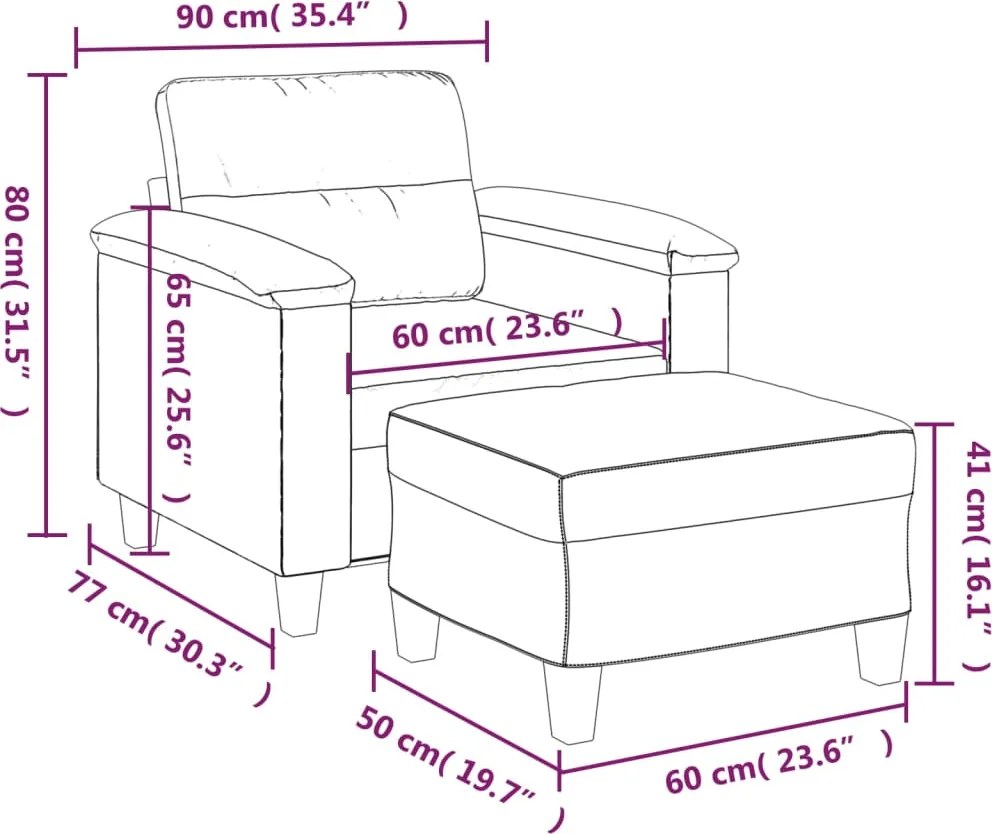Křeslo s podnožkou černé 60 cm umělá kůže 3201237