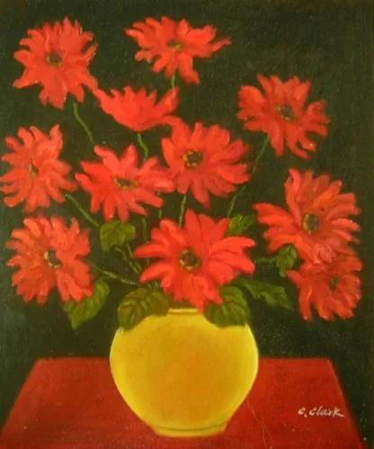 Kytice rudých květů ve váze - 90 x 60 cm