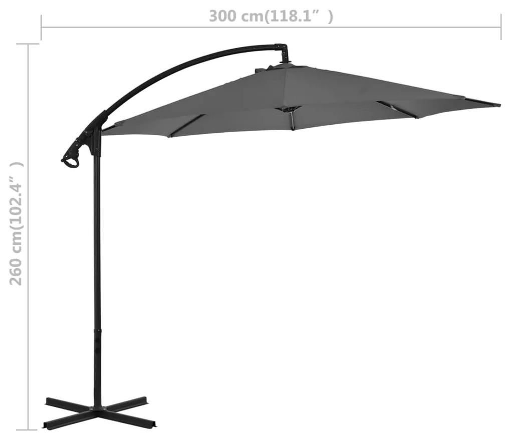 Konzolový slunečník s ocelovou tyčí 300 cm antracitový - Default Title
