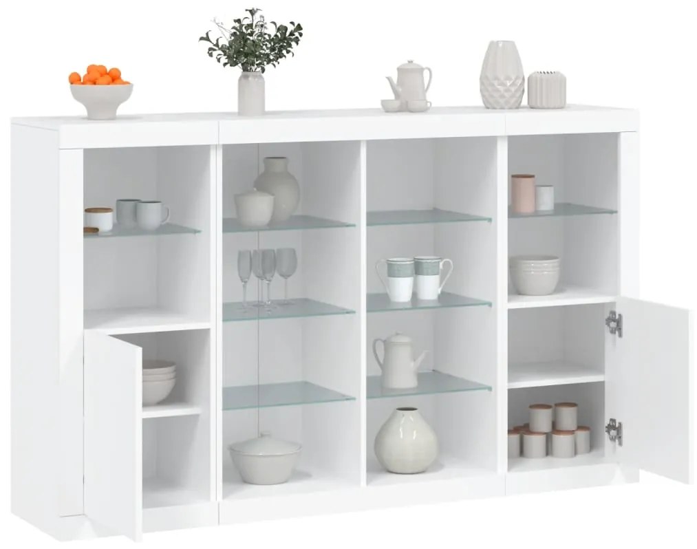 Příborníky s LED osvětlením 3 ks bílé kompozitní dřevo 3209135