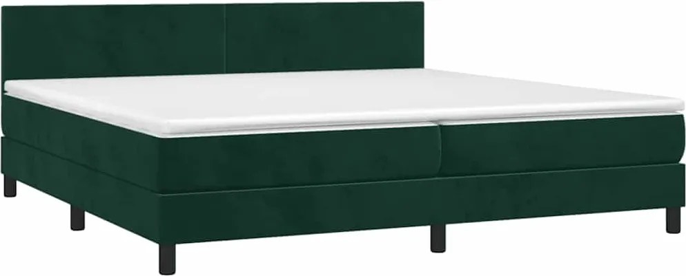 Box spring postel s matrací tmavě zelená 200x200 cm samet 3141206