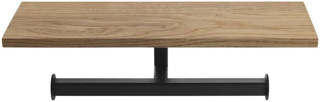 Sapho, SKA dvojitý držák toaletního papíru s poličkou 30x8x10cm, černá matná/dub, SKA425