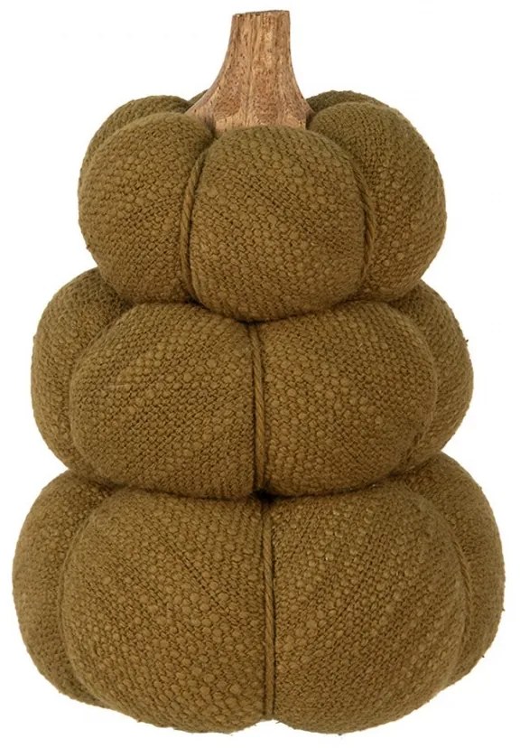 Zelená 3-patrová látková dekorace dýně Pumpkin - Ø 13*18 cm
