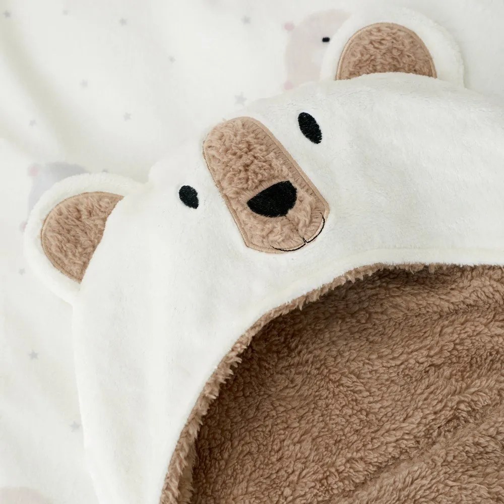 Hnědá/krémová dětská deka s kapucí z mikroplyše 90x125 cm Cosy Bear – Catherine Lansfield