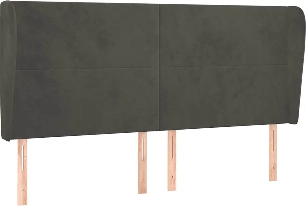 Čelo postele typu ušák tmavě šedé 203x23x118/128 cm samet 3117743