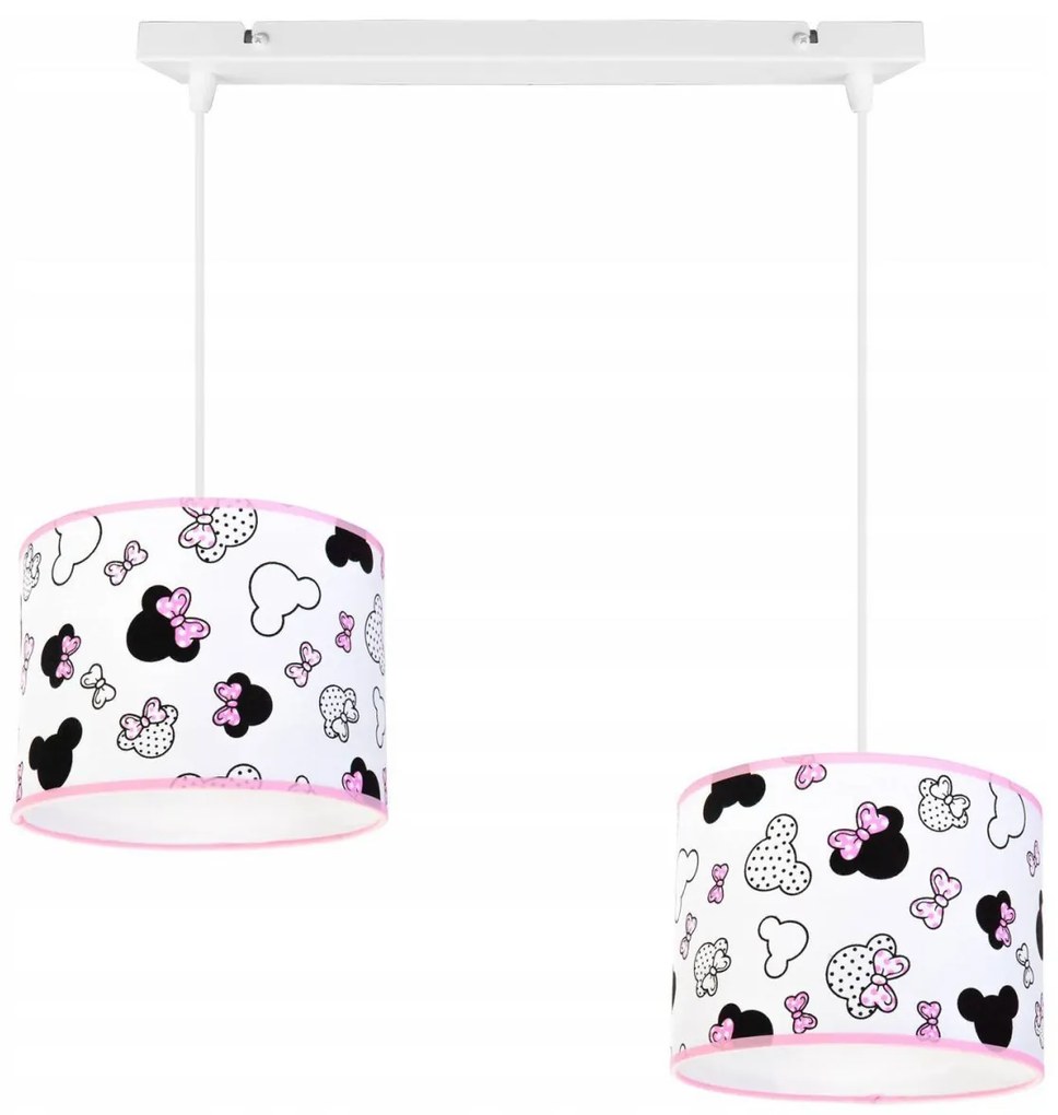 Dětské závěsné svítidlo Minnie, 2x textilní stínítko se vzorem