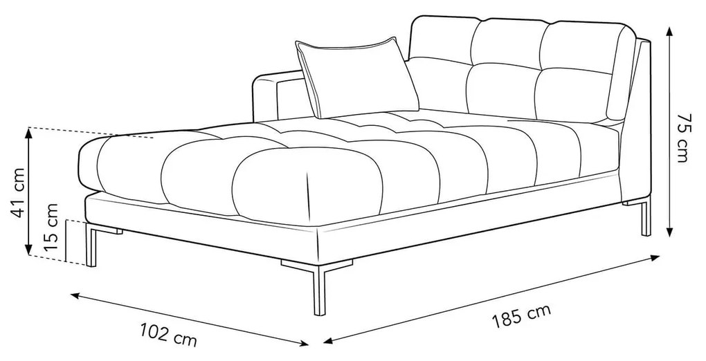 MUZZA Lenoška mamaia levá 185 cm samet tmavě šedá