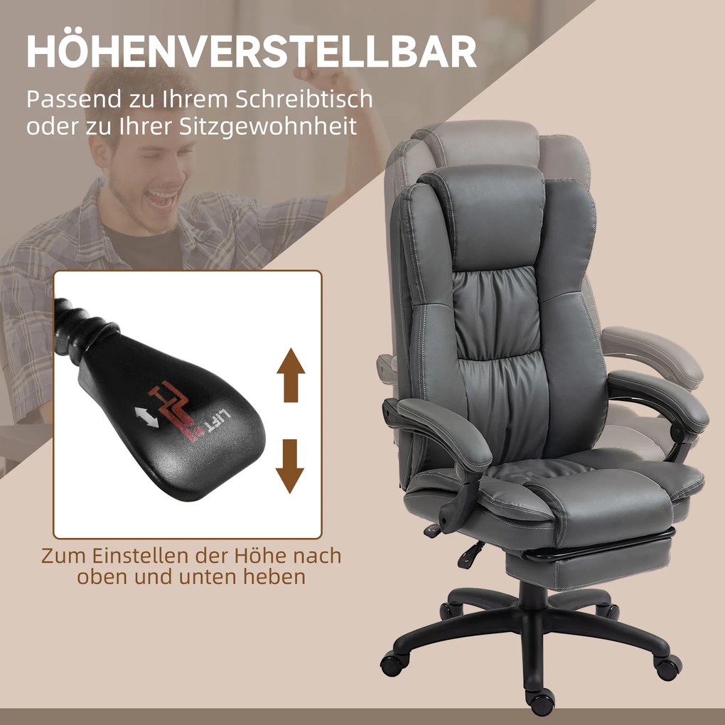 Kancelářská židle Vinsetto manažerská židle otočná židle zvedací s opěrkou hlavy ergonomická židle vibrační kancelářská židle s funkcí polohování mas…