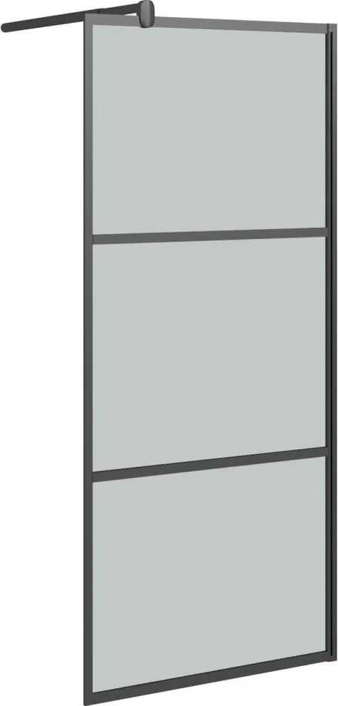 Zástěna do průchozí sprchy s policí černá 80x195 cm ESG/hliník 3185454