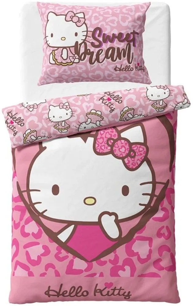 Bavlněné ložní povlečení Hello Kitty - motiv Sweet Dream - 100% bavlna - 70x90 cm + 140x200 cm