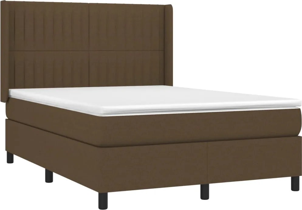 Box spring postel s matrací a LED tmavě hnědá 140x200 cm textil 3138480