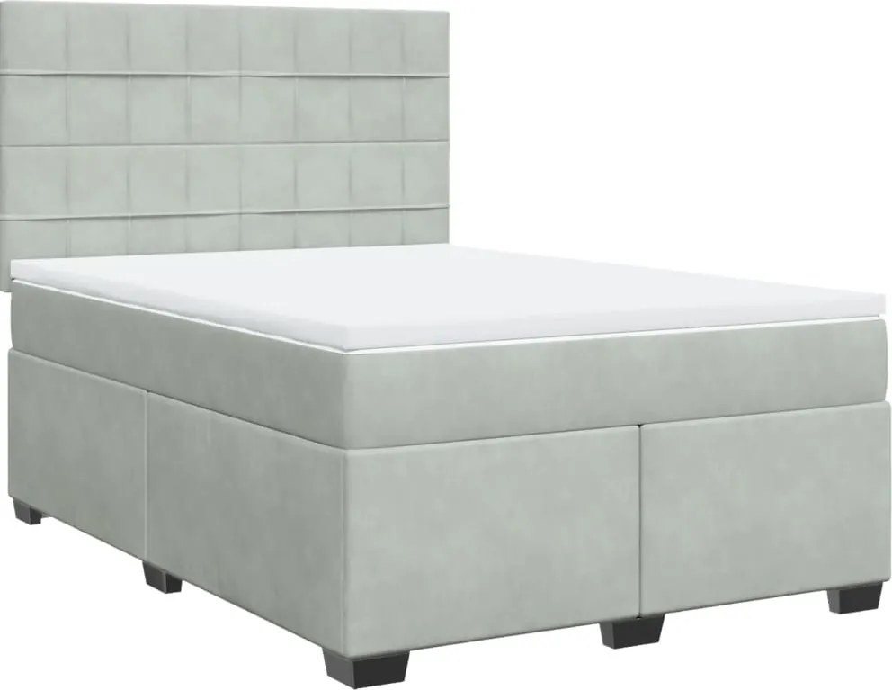Box spring postel s matrací světle šedá 140x200 cm samet 3293230