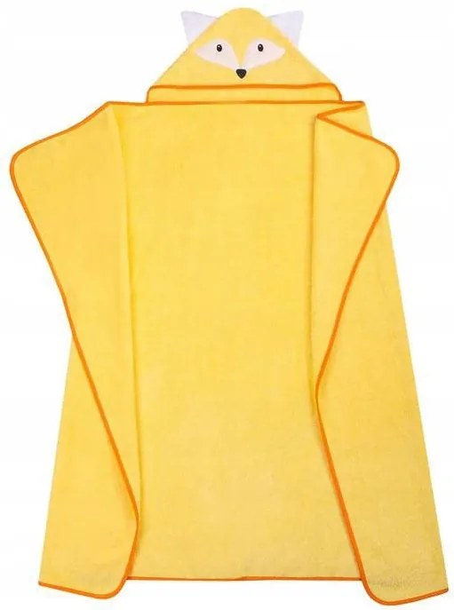 Dětská osuška s kapucí 120 x 100 cm LIška žlutá