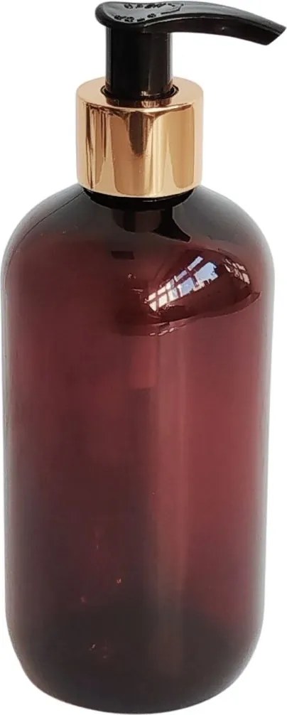 Dávkovač na mýdlo 300 ml hnědý s černo-zlatou pumpičkou BELA