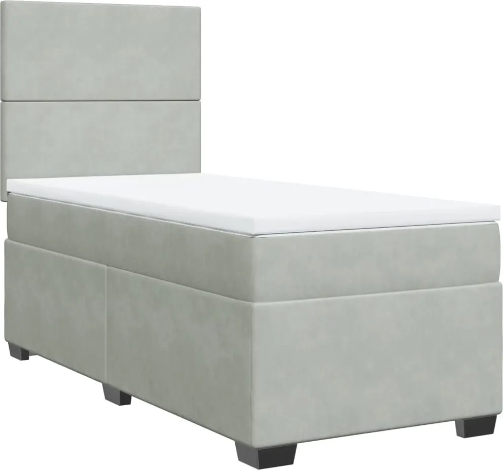 Box spring postel s matrací světle šedá 80 x 200 cm samet 3290756