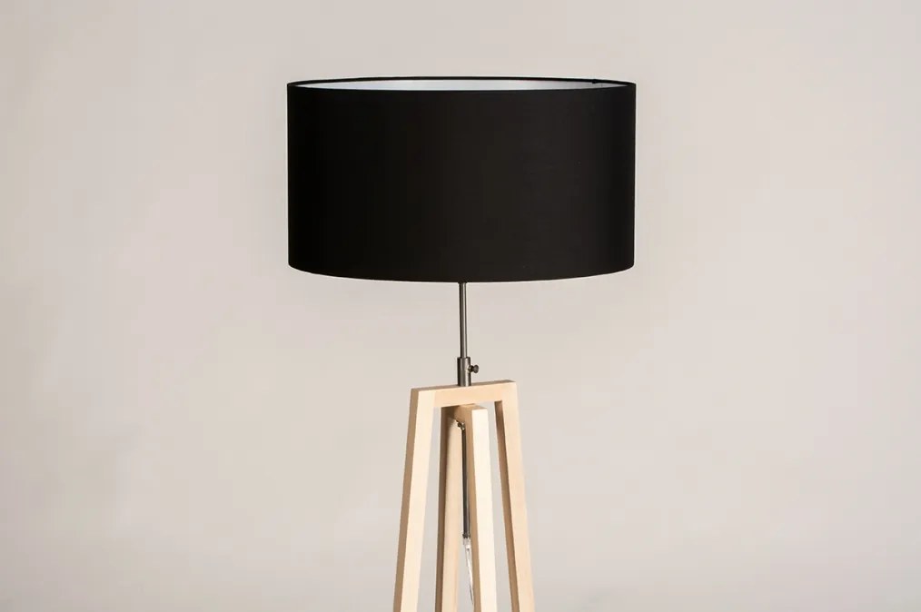 Stojací designová lampa Paola Black Maison and Natur Wood
