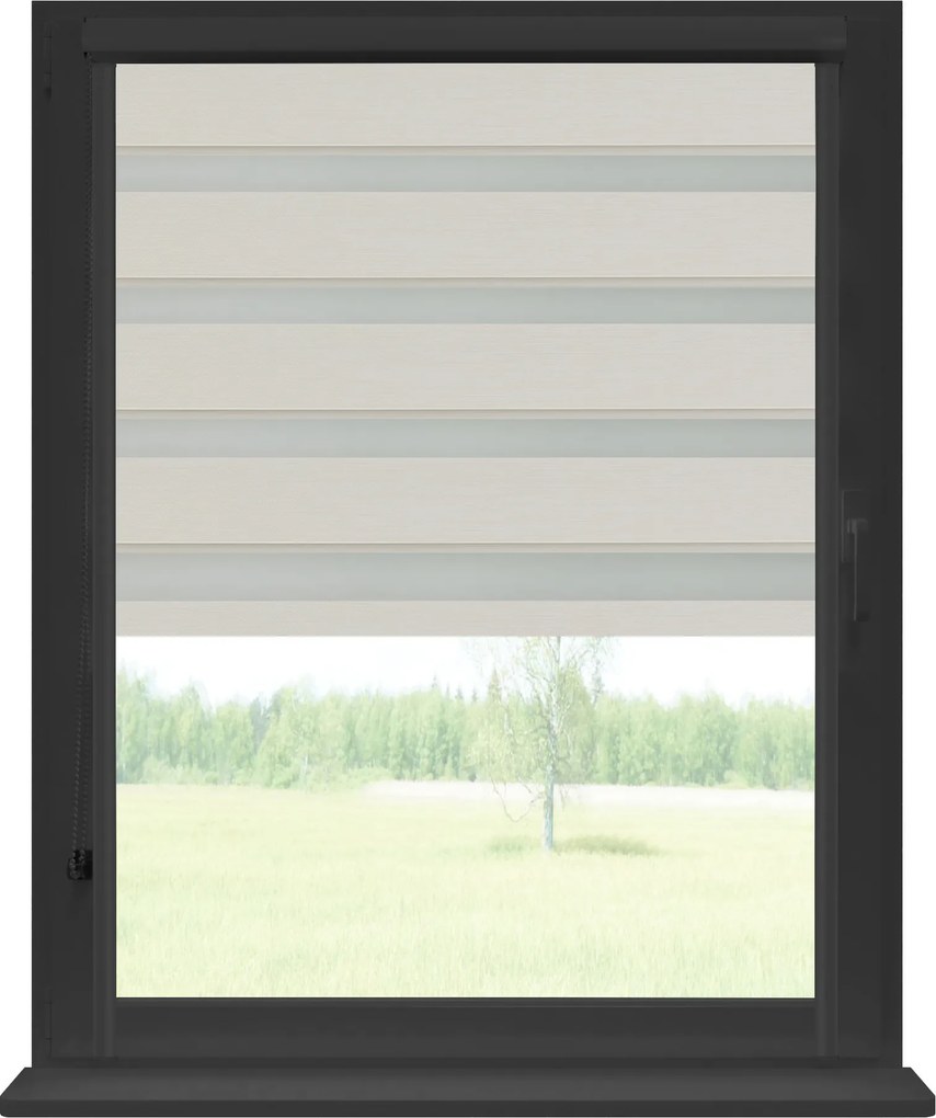 Dekodum Roleta den a noc v antracitové kazetě zatemňovací, barva látky Písková Šířka (cm): 142, Výška (cm): Balkonová (do 200 cm), Strana mechanismu: Levá