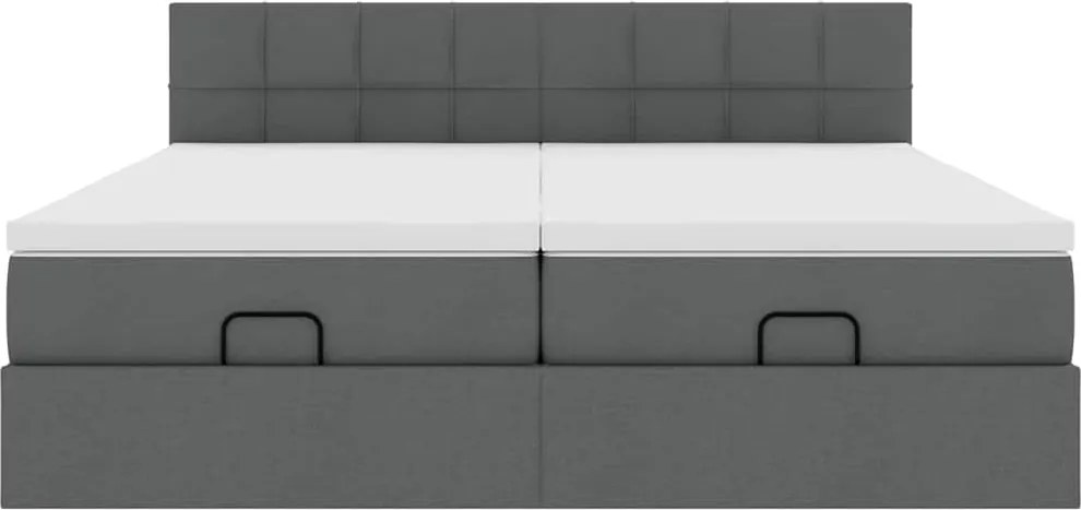 Osmanský rám postele s matrací tmavě šedá 160x200cm textil 3311988
