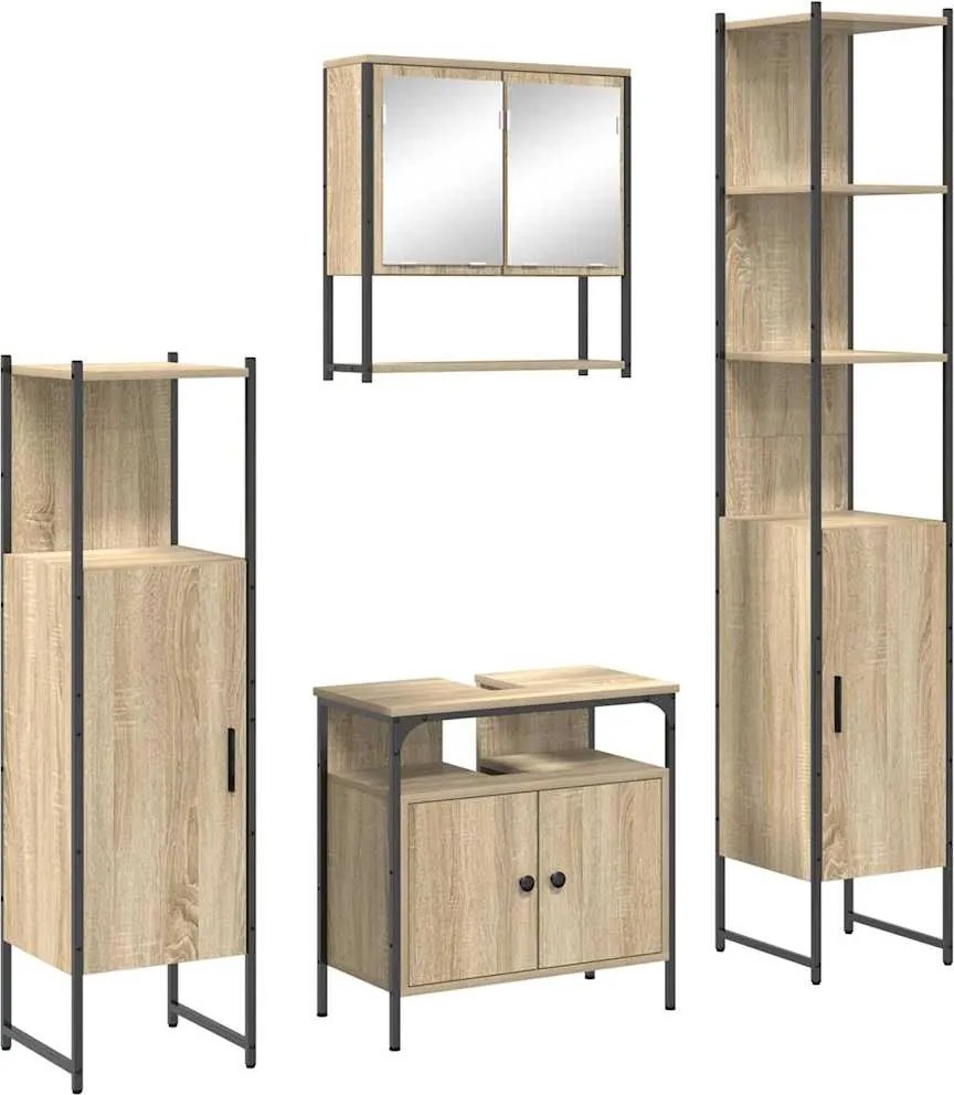 Sada koupelnového nábytku 4 ks Sonoma dub 33 x 33 x 185,5 cm 3399398