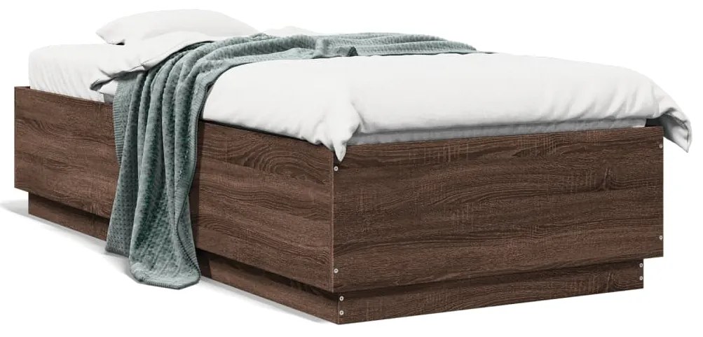 Rám postele hnědý dub 100 x 200 cm kompozitní dřevo,  3209722