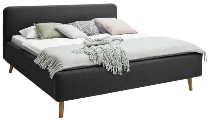 Čalouněná postel taupe 140 x 200 cm tmavě šedá MUZZA