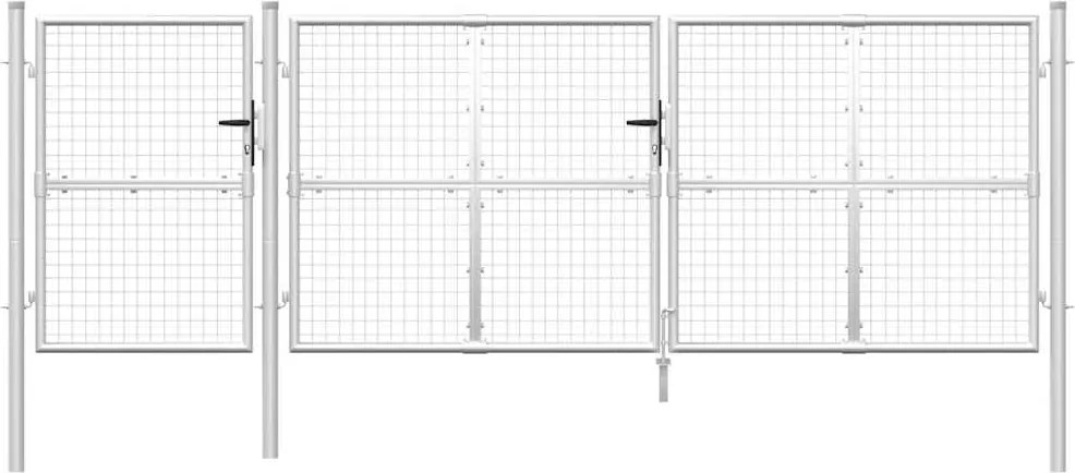 Pletivá zahradní branka stříbrná 400 x 125 cm pozinkovaná ocel 154555