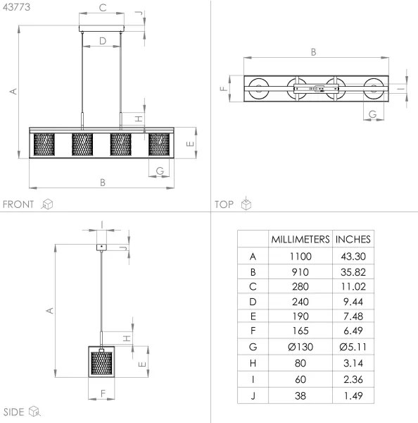 Eglo 43773 - Lustr na lanku CATTERICK 4xE27/40W/230V