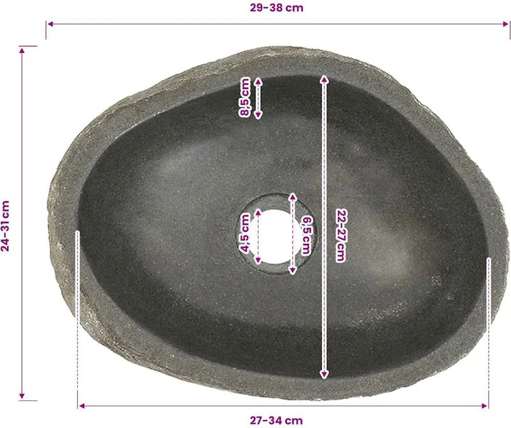 Umyvadlo říční kámen oválné (29–38) x (24–31) cm 146212