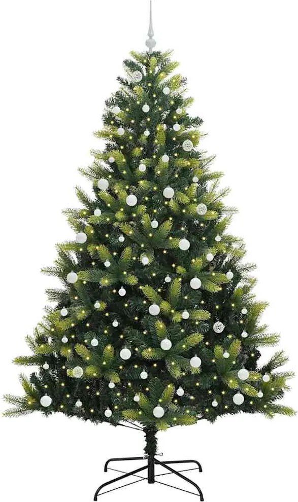 Umělý skládací vánoční stromeček 300 LED Zelená 240 cm PVC a PE 3396012
