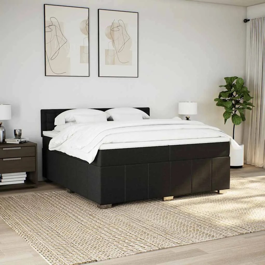 Box spring postel s matrací černá 200x200 cm textil 3287191