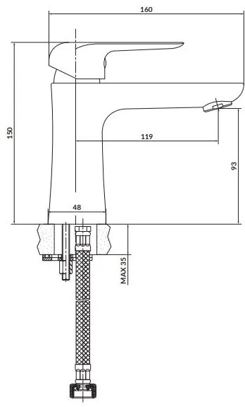 Cersanit S951-359 - Umyvadlová baterie CITY 15 cm lesklý chrom