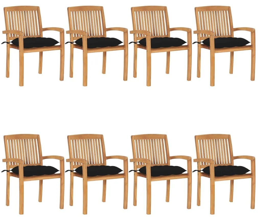 Stohovatelné zahradní židle s poduškami 8 ks masivní teak 3073286