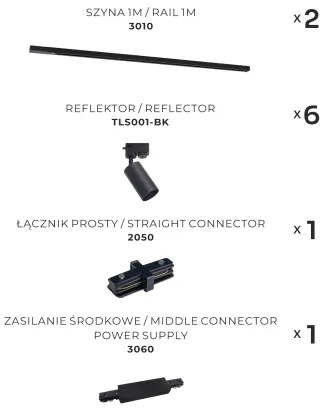 Zuma Line 3021 - Bodové svítidlo v lištovém systému TUBE 6xGU10/35W/230V černá