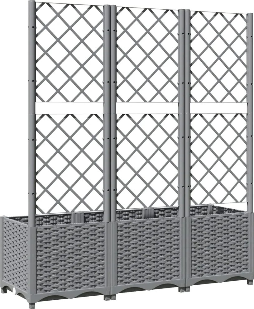 Zahradní truhlík s treláží světle šedý 120 x 40 x 136 cm PP 153274
