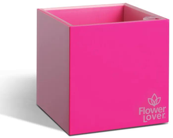 Samozavlažovací květináč Cubico 14x14x14 cm, růžový
