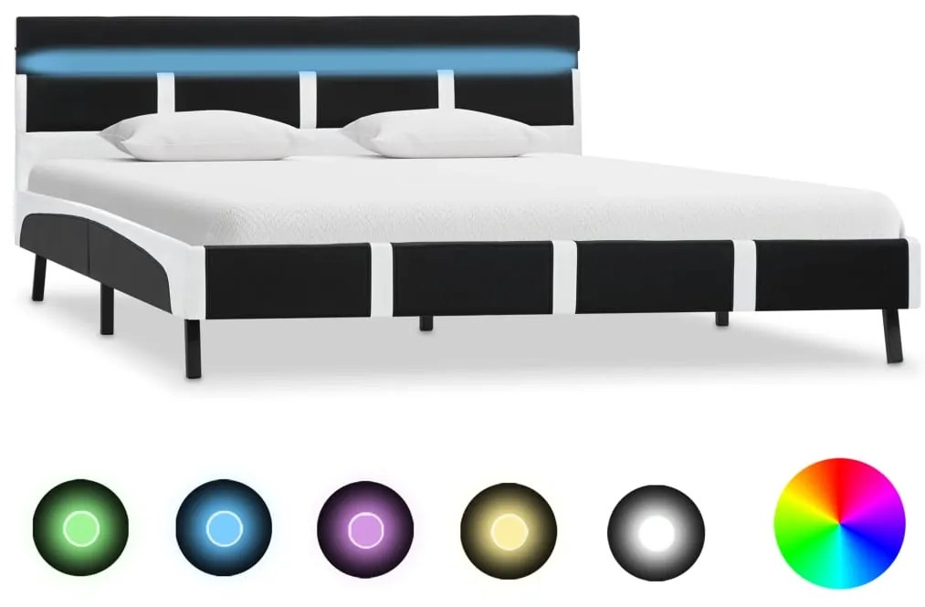 Rám postele s LED světlem černý umělá kůže 120 x 200 cm 280303
