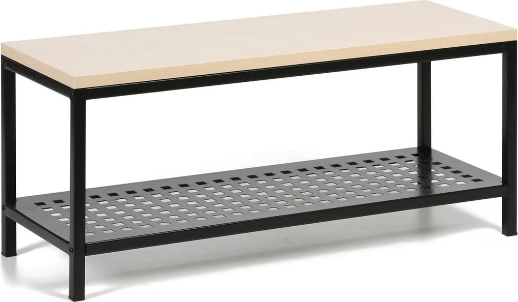 Šatní lavice s plechovým botníkem, 1000x360x439 mm, bříza