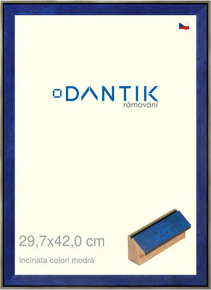 DANTIK rámeček 29,7x42 | INCLINATA colori modrá (Plexi Čiré)