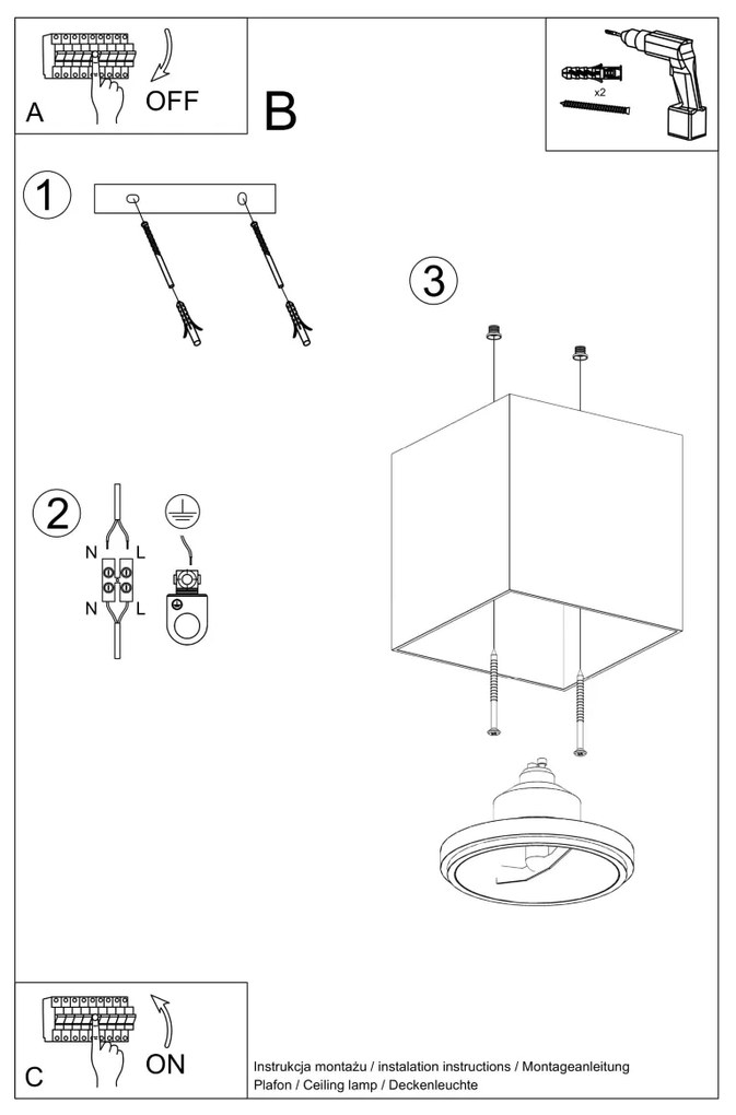 Sollux Lighting Stropní svítidlo BLAKE Černá