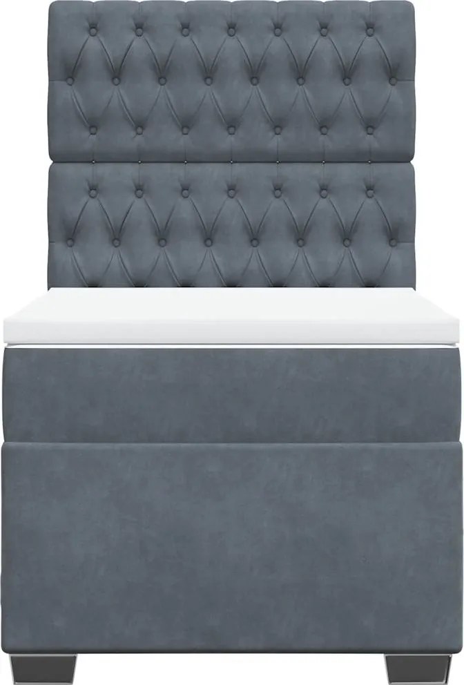 Box spring postel s matrací tmavě šedá 100x200 cm samet 3293141