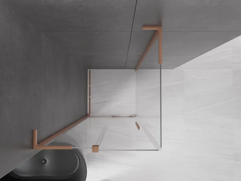 Mexen Velar L, sprchový kout s posuvnými dveřmi 100 x 100 cm, 8mm čiré sklo, měděná matná, 871-100-100-03-65