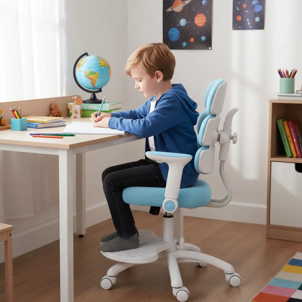 Dětská rostoucí židle Neoseat KIDDY THREE — látka, pratelný potah, modrá