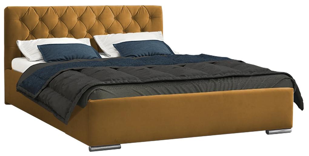 Eka Čalouněná postel ELEGANT - Fresh 140x200 cm Barva látky - Fresh: Zelenošedá (16), Úložný prostor: S dřevěným rámem úložného prostoru