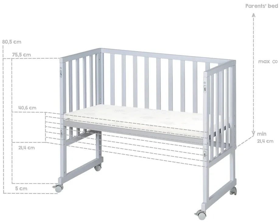 Šedá postýlka 90x45 cm – Roba